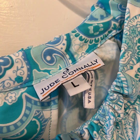 Jude Connally | Tops | Jude Connally Blue White Key Hole Sleeveless Top ...